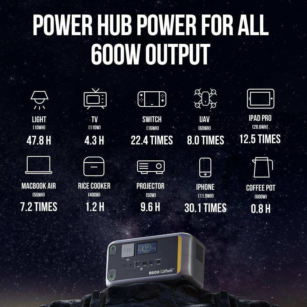 Litheli B600 Portable Power Station with solar panel| 600W 562Wh